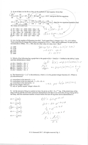 Math exam - Math practice exam - Math 1080 Practice Final Exam – Part 1 ...