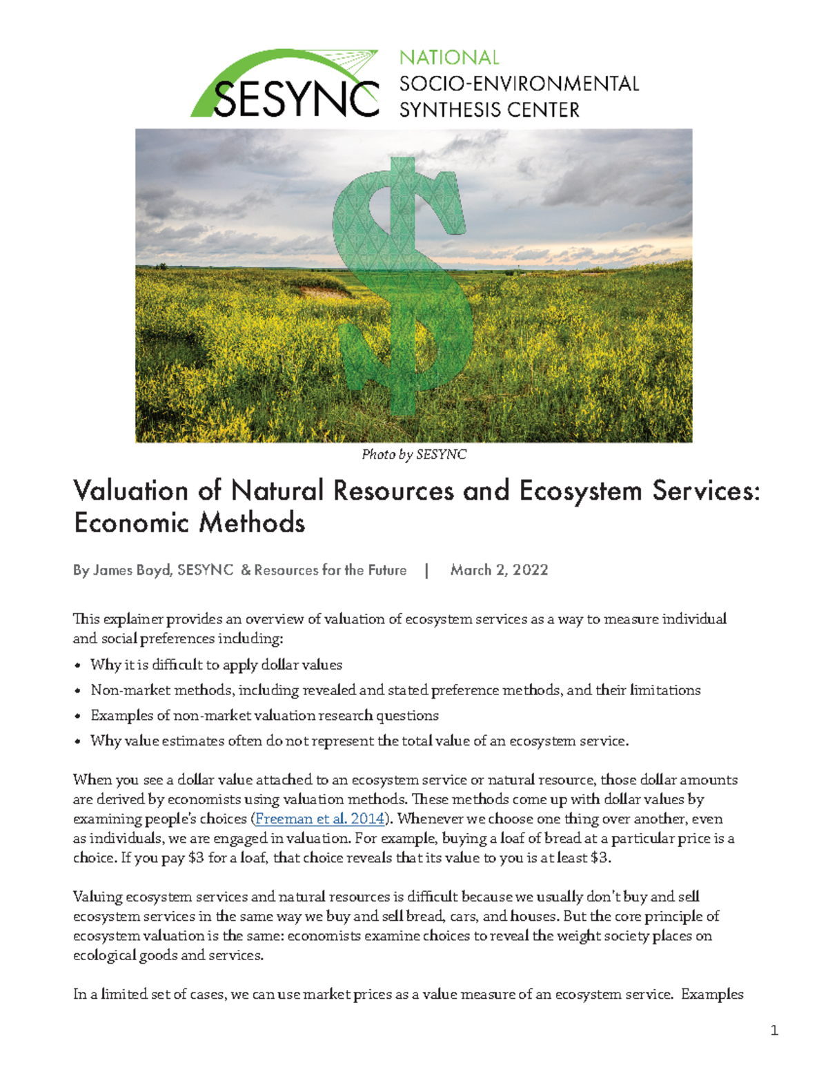 Explainer – Valuation of Natural Resources - Valuation of Natural ...