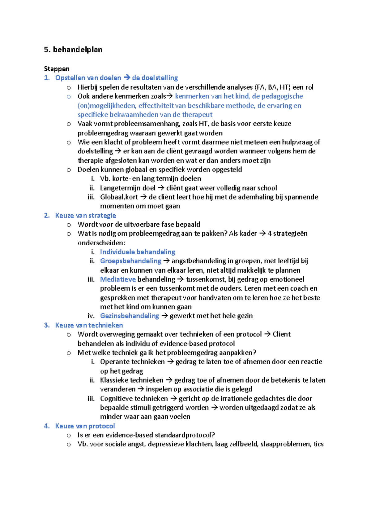 Kennis clip 5- behandelplan - 5. behandelplan **Stappen Opstellen van doelen** à de doelstelling ...