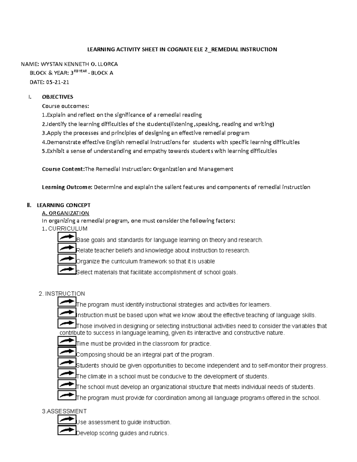 Llorca, Wystan CELE2 WK2 LAS (1) - LEARNING ACTIVITY SHEET IN COGNATE ...