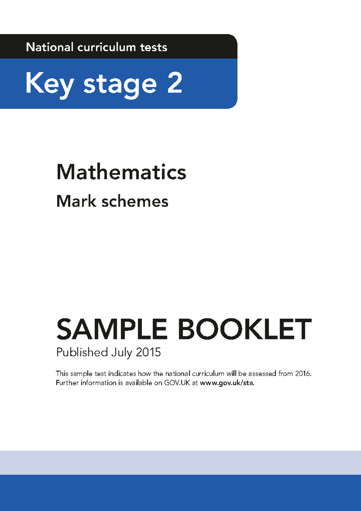 Sample ks2 mathematics markschemes - Mathematics Mark schemes National ...