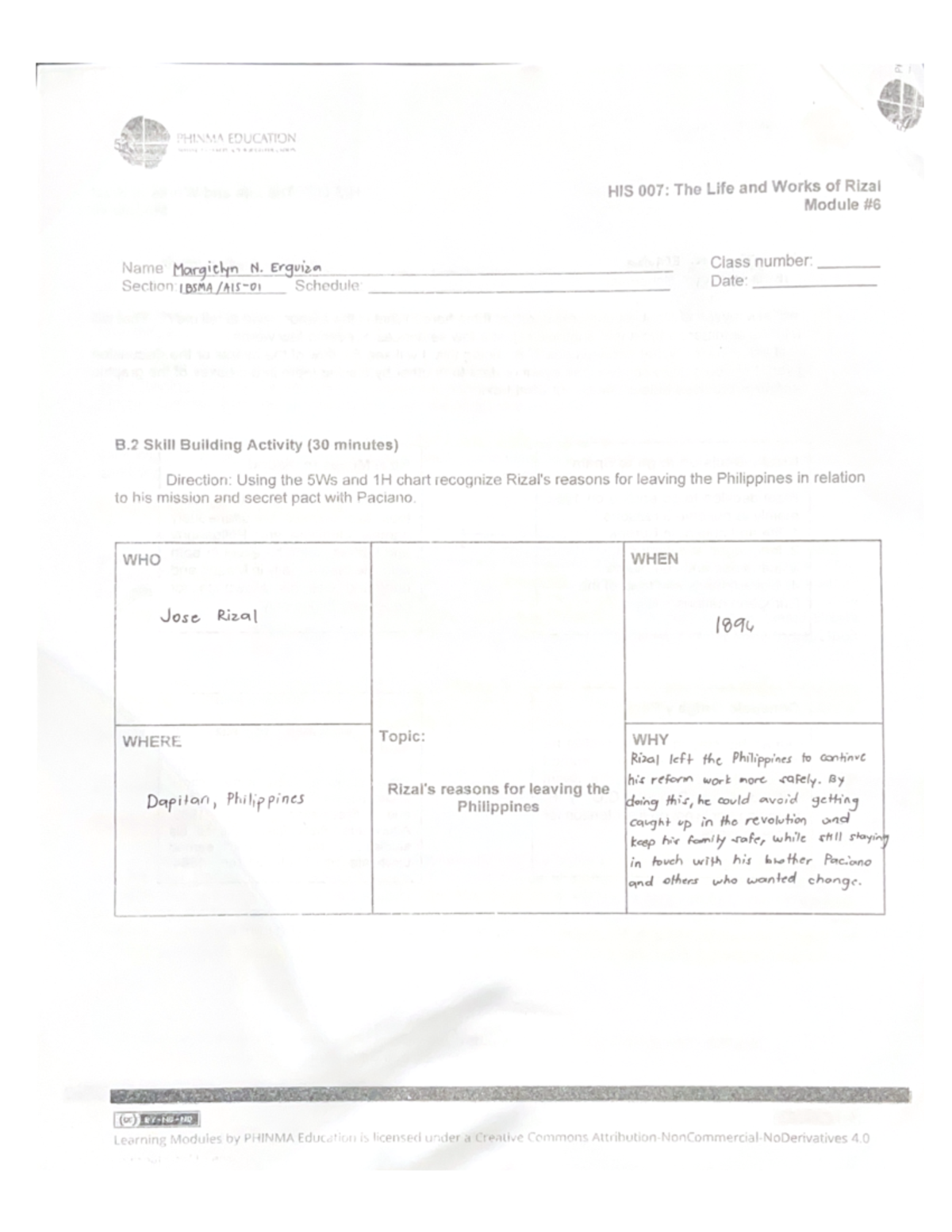 HIS 007 - General subject - PHINMA EDUCATION HIS 007: The Life and Works of Rizal Module Name ...