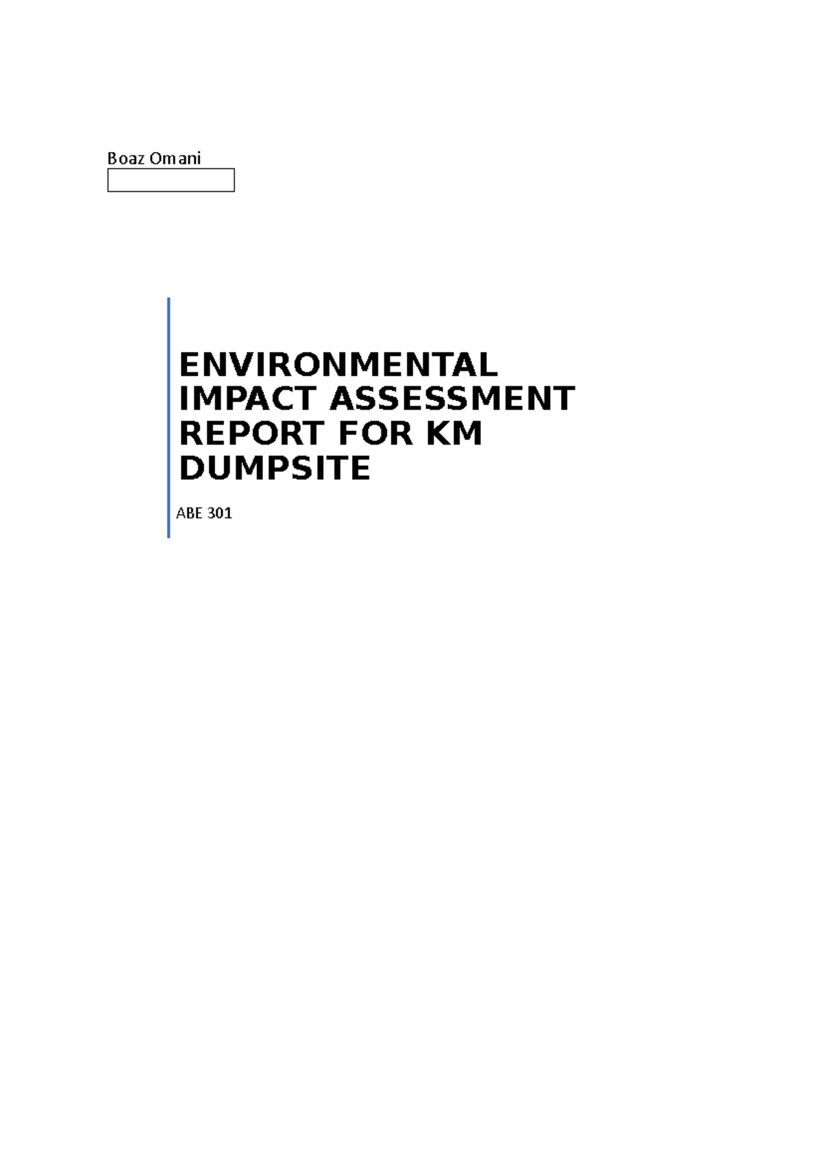 Environmental Impact Analysis - Boaz Omani ENVIRONMENTAL IMPACT ...