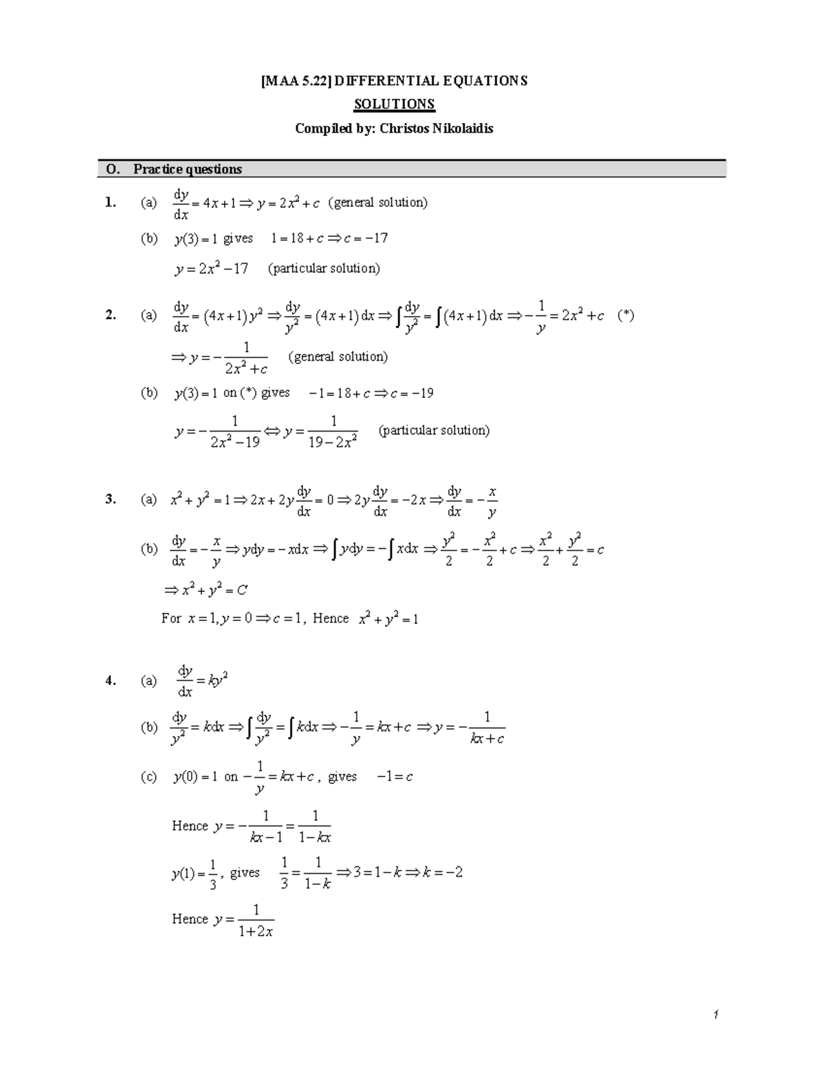 [MAA 5.22] Differential Equations solutions - [MAA 5] DIFFERENTIAL EQUATIONS SOLUTIONS Compiled ...