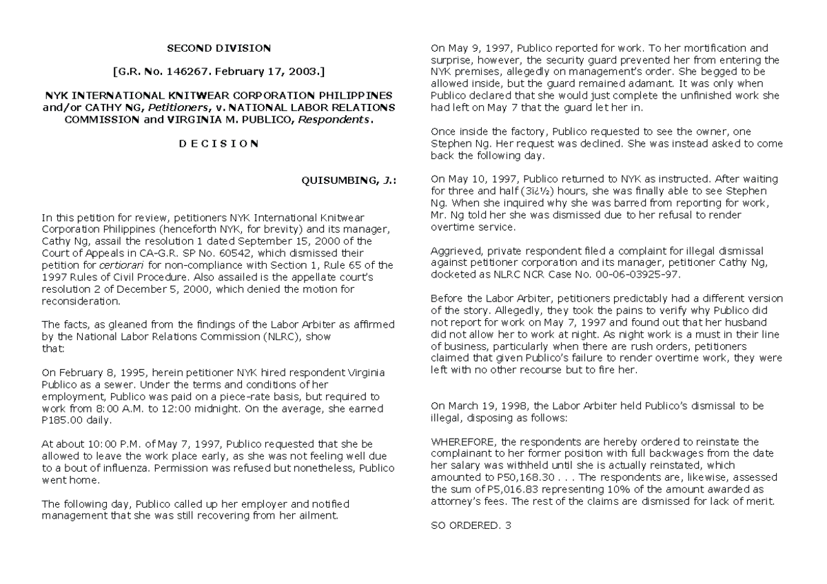 46.3. NYK International vs NLRC - SECOND DIVISION [G. No. 146267 ...