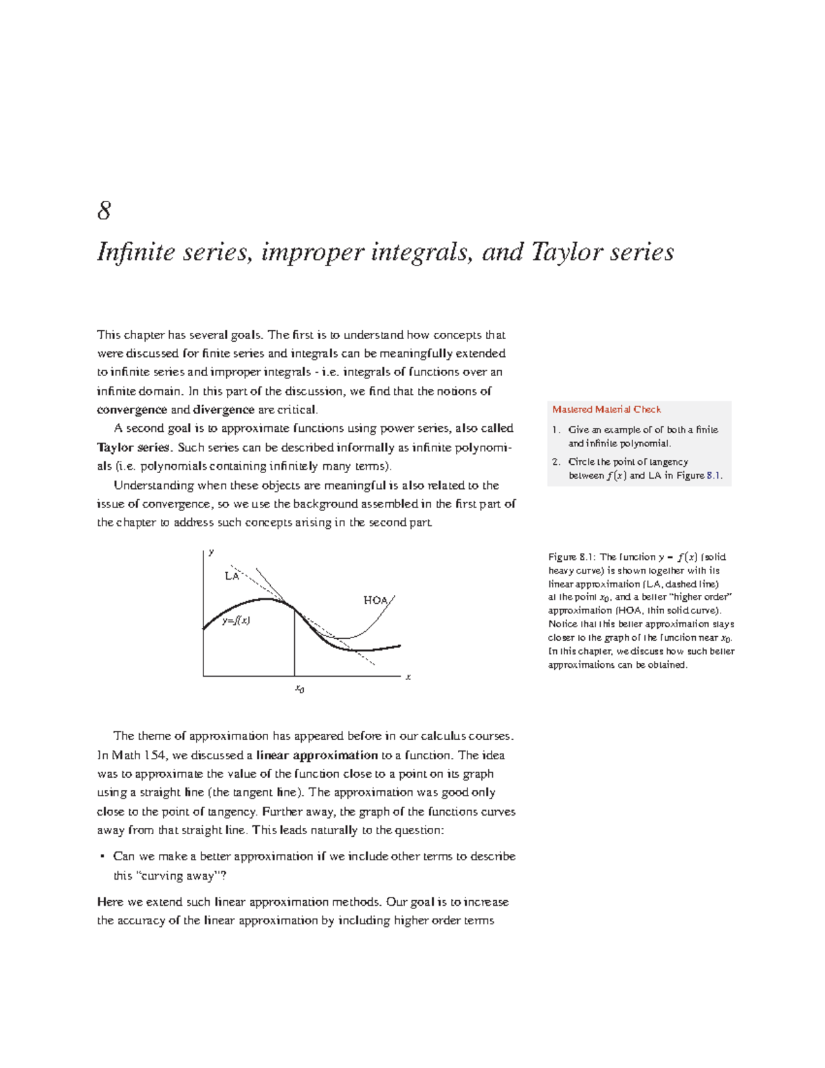 Chapter 8 notes - 8 Infinite series, improper integrals, and Taylor ...