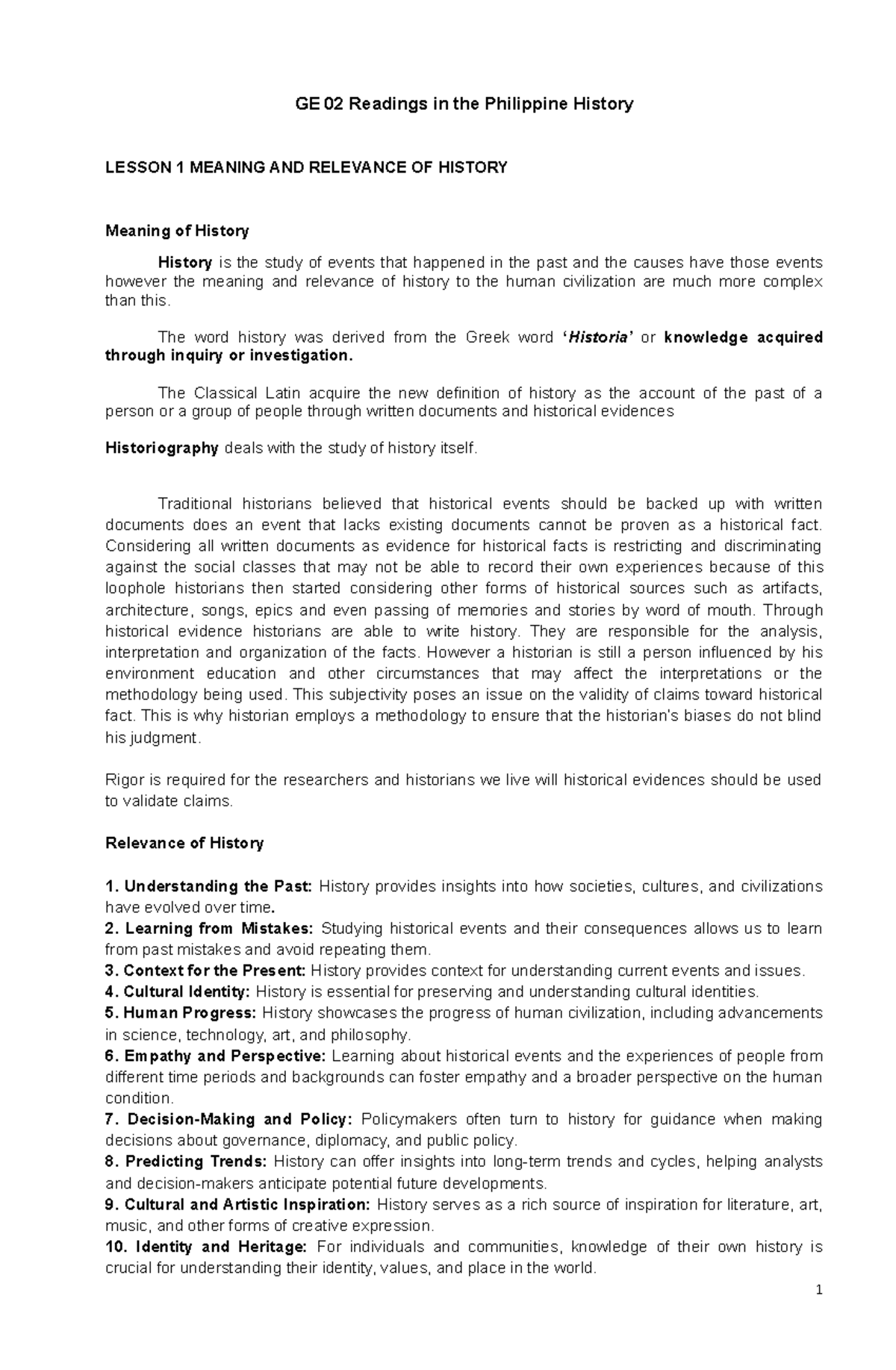GE 02 Readings in the Philippine History - GE 02 Readings in the ...