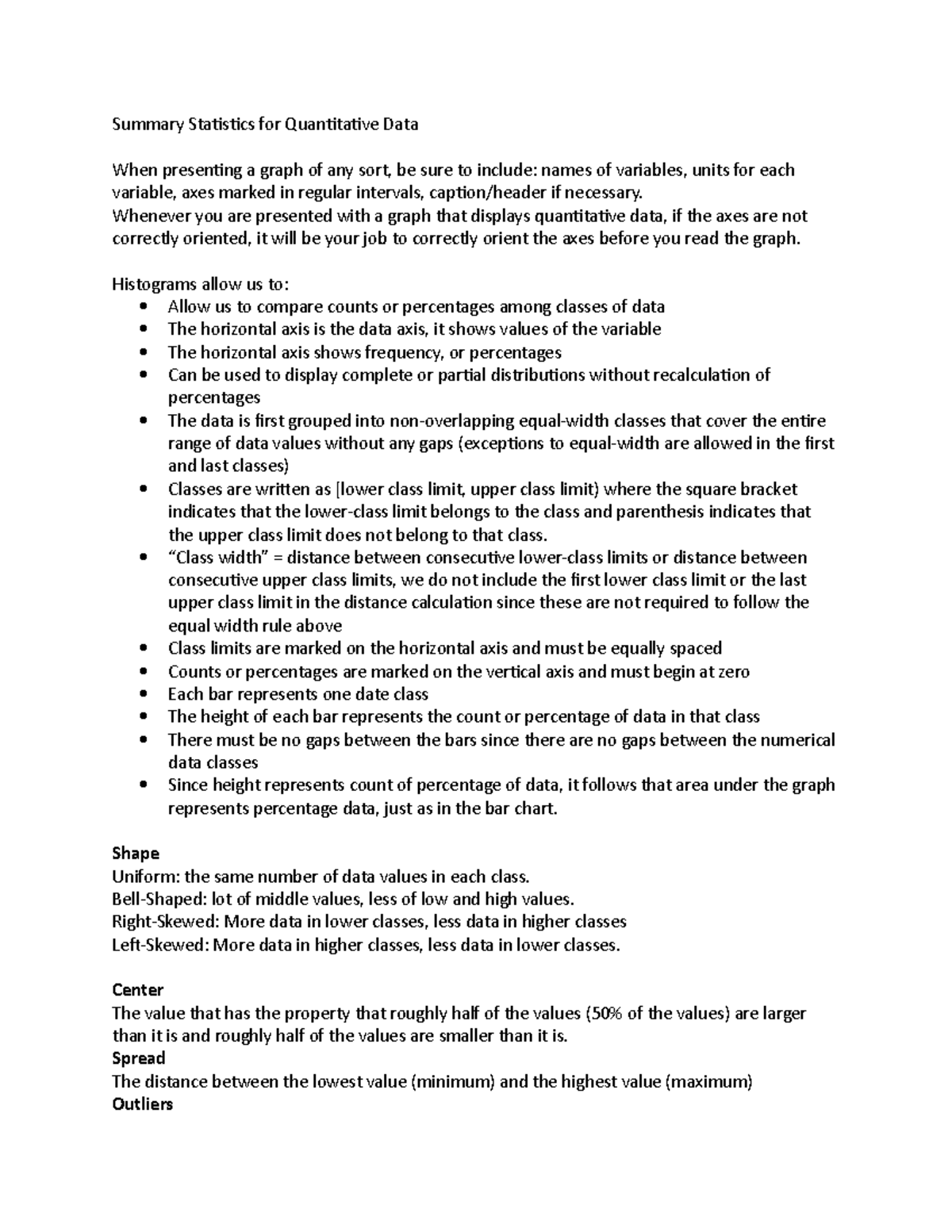 Summary Statistics for Quantitative Data - Whenever you are presented ...