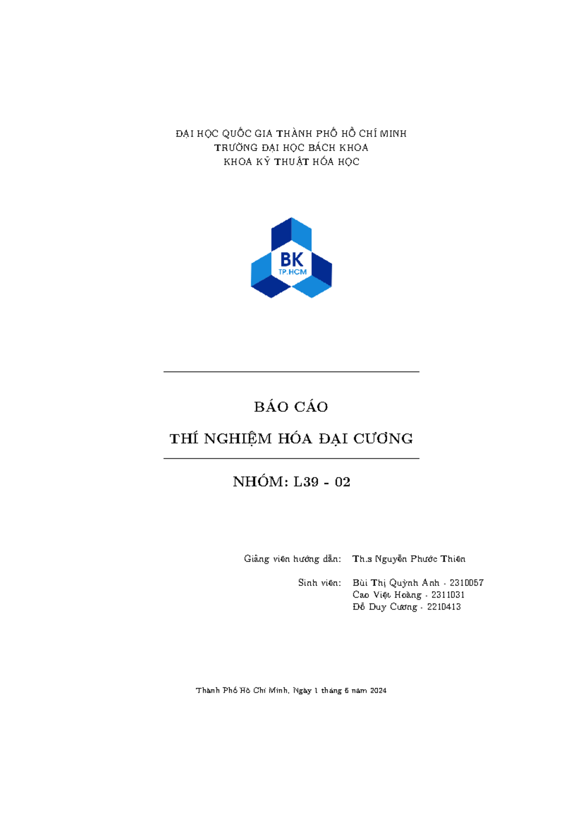 TN HĐC - TNHDC - ĐẠI HỌC QUỐC GIA THÀNH PHỐ HỒ CHÍ MINH TRƯỜNG ĐẠI HỌC BÁCH KHOA KHOA KỸ THUẬT ...