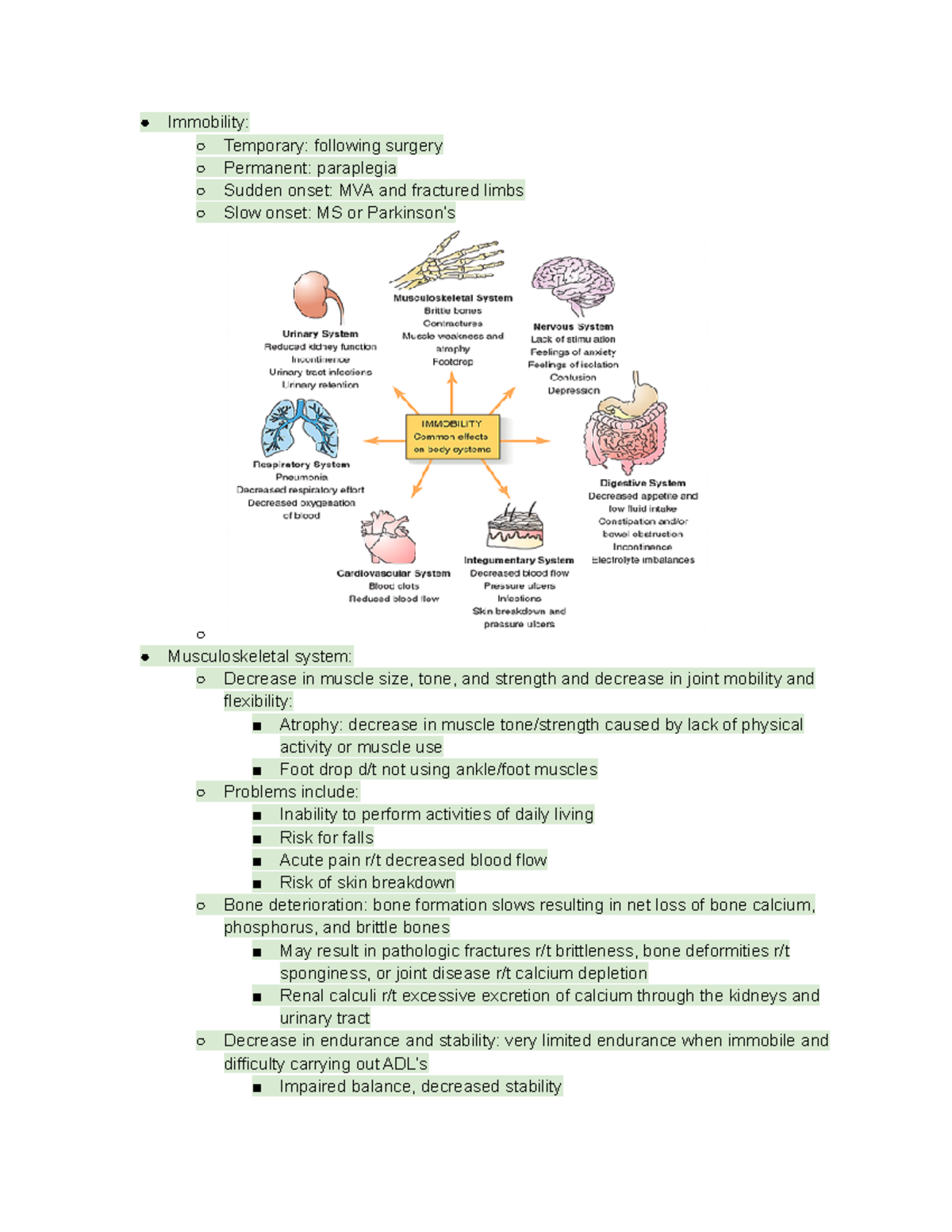 Immobility and Mobility - Quick Notes - Immobility: Temporary ...