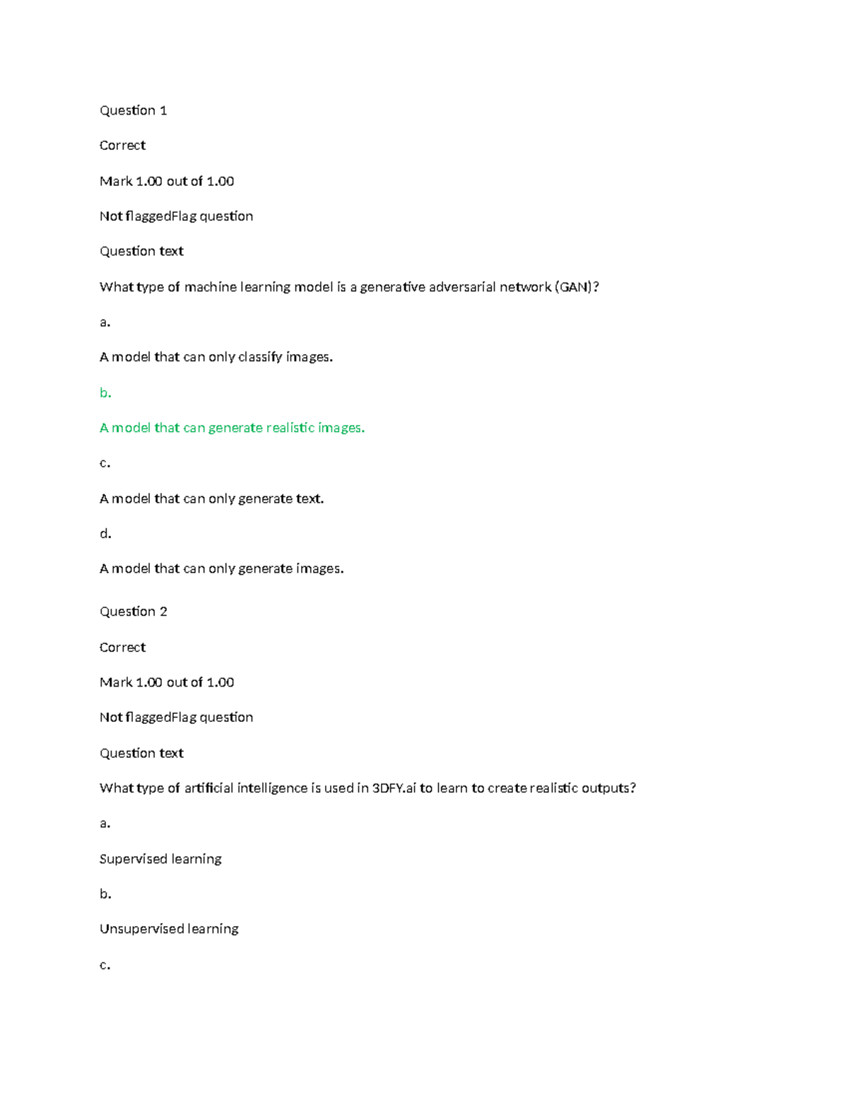 Midterm Exam & Lab Exam AI Prompt Engineering - Question 1 Correct Mark 1 out of 1. Not ...