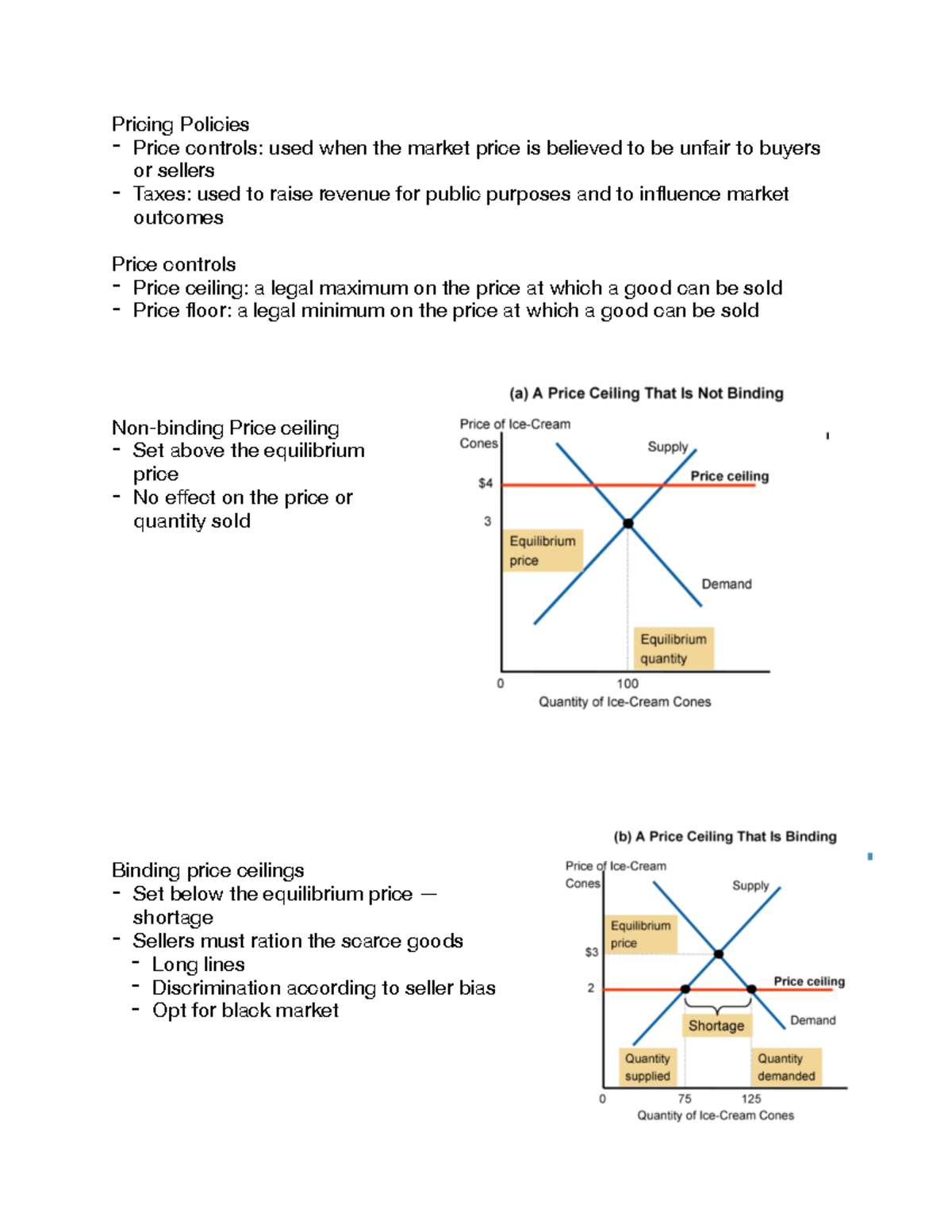 Economics Chapters 6 and 8 - Pricing Policies - Price controls: used ...
