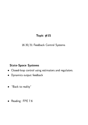 Basic practice - Chapter 2 State Variable Modeling The purpose of this session is to introduce ...