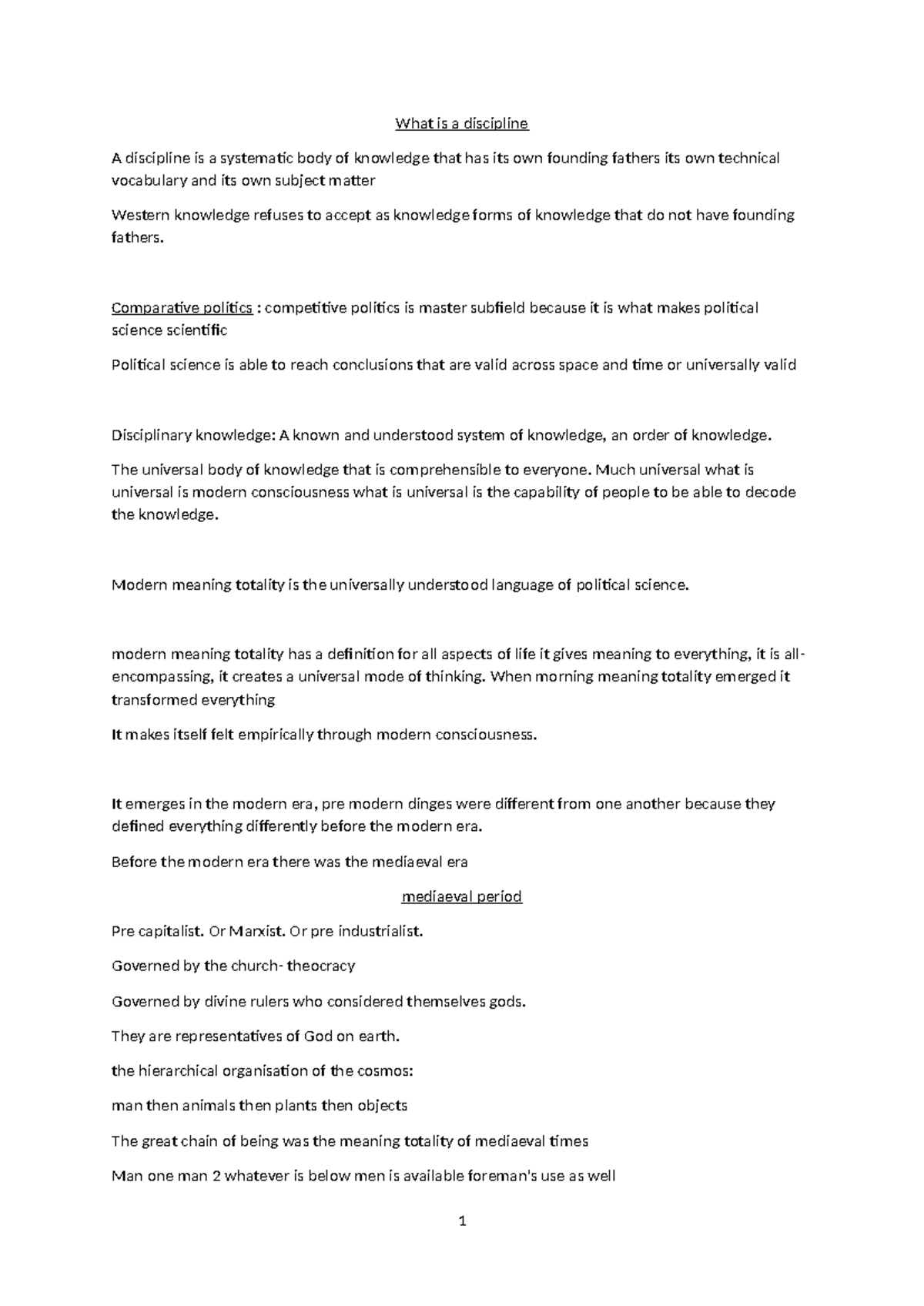 Political Science Dictated Notes 2 - What is a discipline A discipline ...