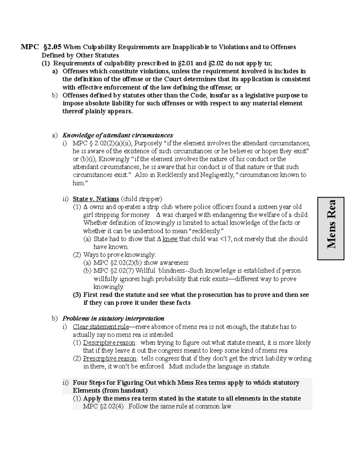 Criminal Law - Prof. Church 2 - MPC §2 When Culpability Requirements ...