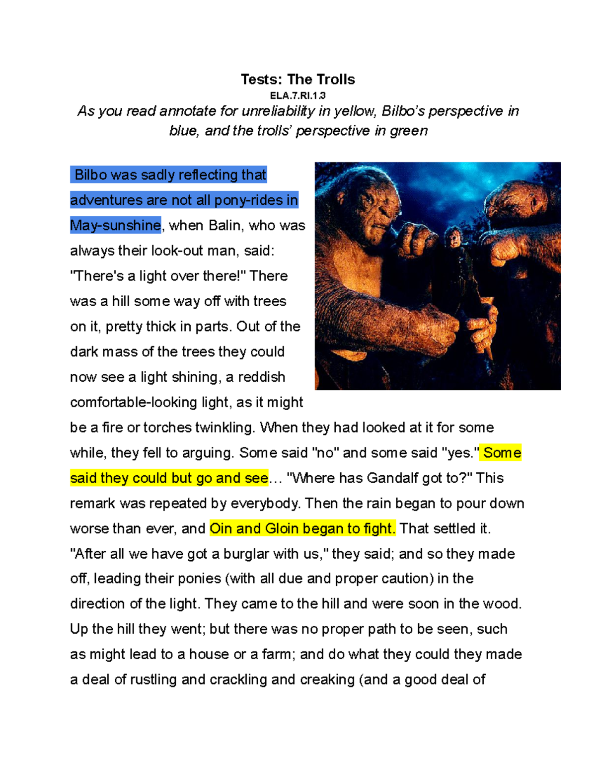 TATE Copy of Tests The Trolls - Tests: The Trolls ELA.7.RI. As you read ...