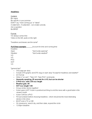 Intro to Journalism - Lecture notes 1-10 - Intro to Journalism What is ...