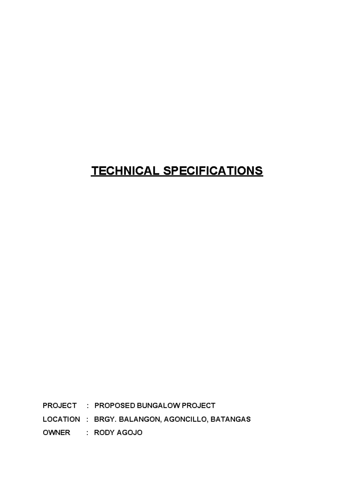 TECH- Specs- Balangon - Technical specification - TECHNICAL ...