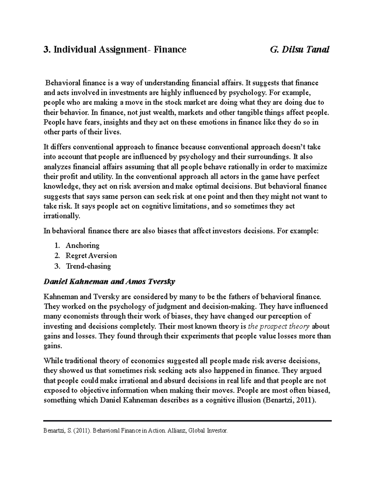 Finance - work assignment - 3. Individual Assignment- Finance G. Dilsu ...