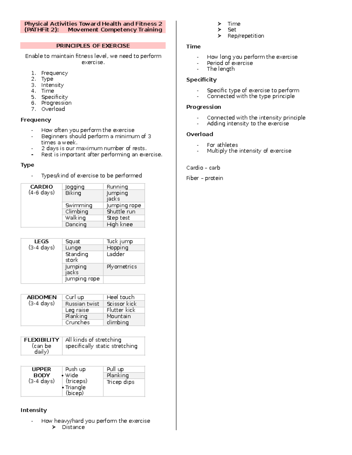 Pathfit 2 WEEK 8 - Notes - Physical Activities Toward Health and ...