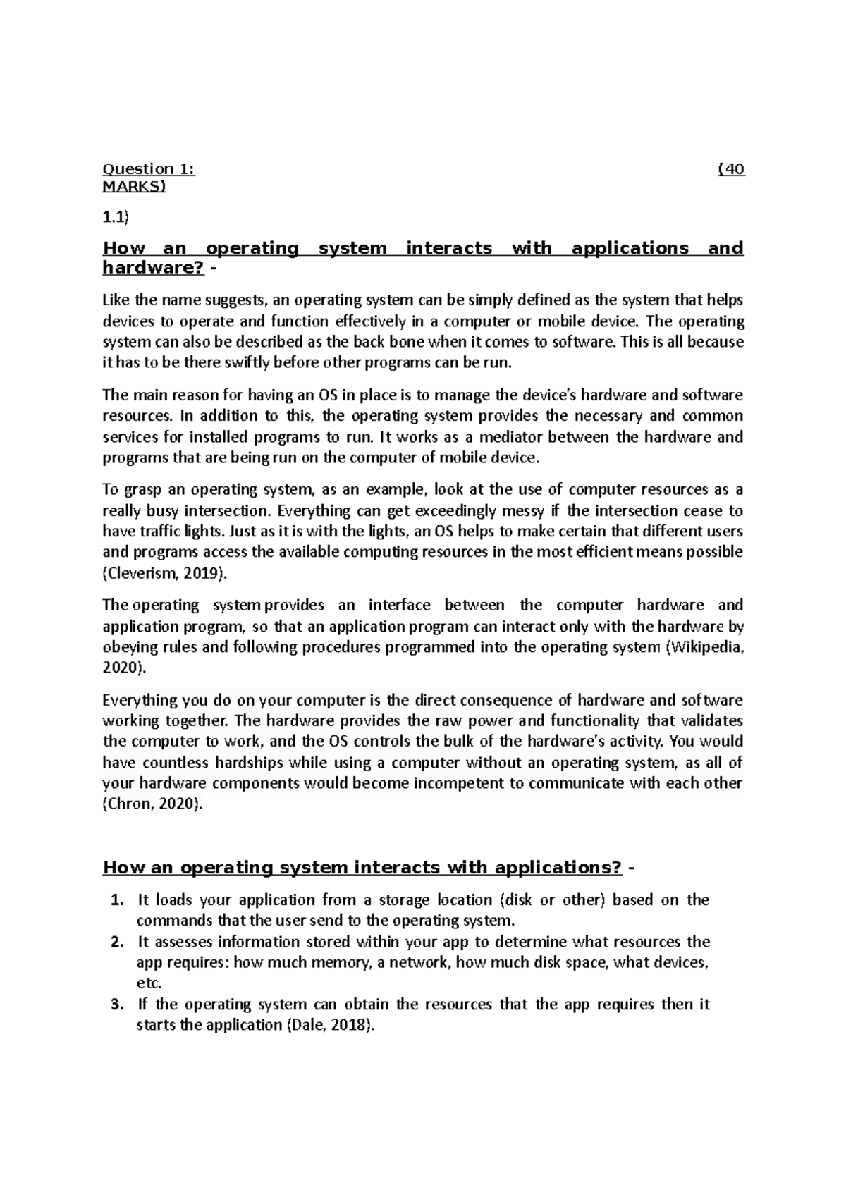 Information Systems 512 - Question 1: ( MARKS) 1) How an operating ...