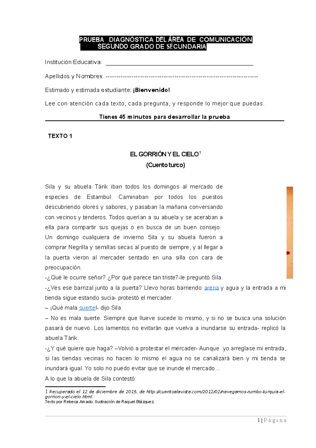 Evaluaci+¦n diagn+¦stica Comunicaci+ô N - 2-¦ Grado - PRUEBA ...