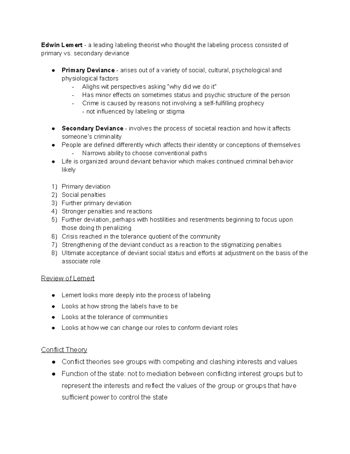 JUST 2890 Lecture 8 Notes - Edwin Lemert - a leading labeling theorist ...