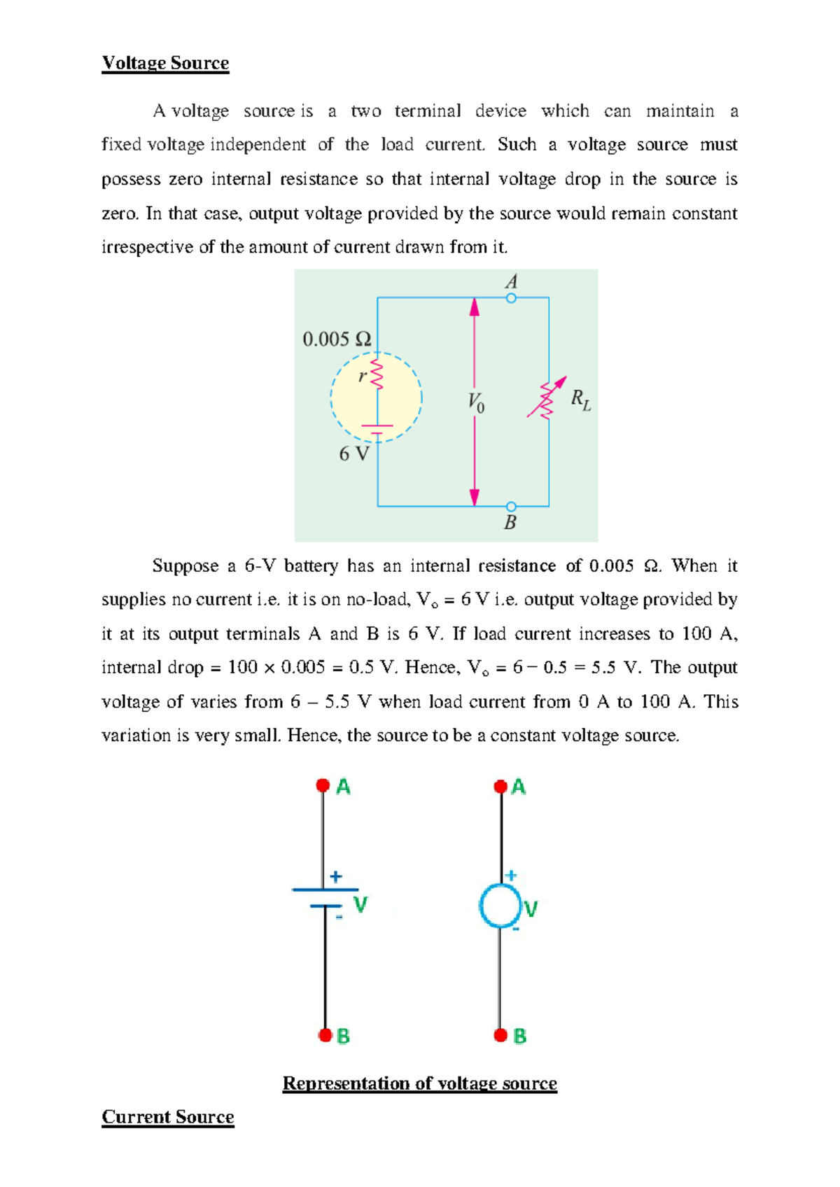Basic Electrical Module - II PART - 4 - A voltage source is a two ...
