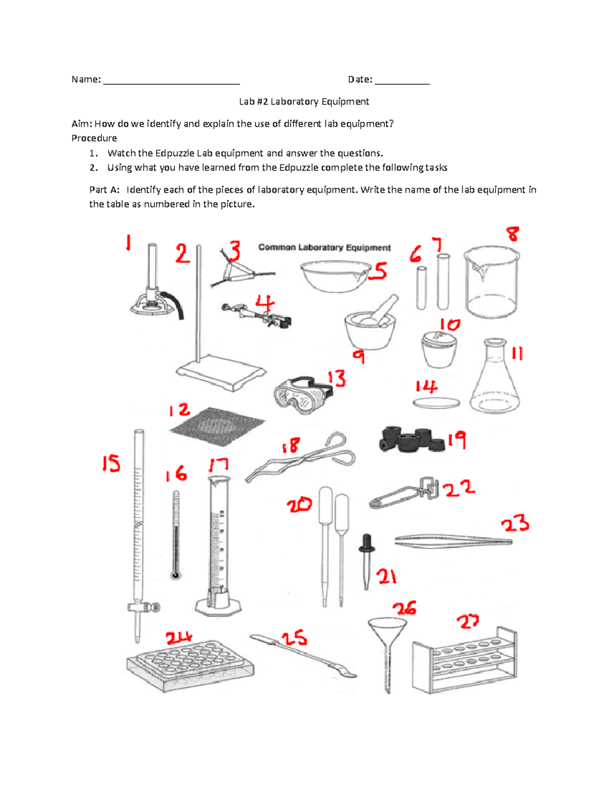 - Copy of Lab 2 Lab Equipment - Name: _________________________ Date ...