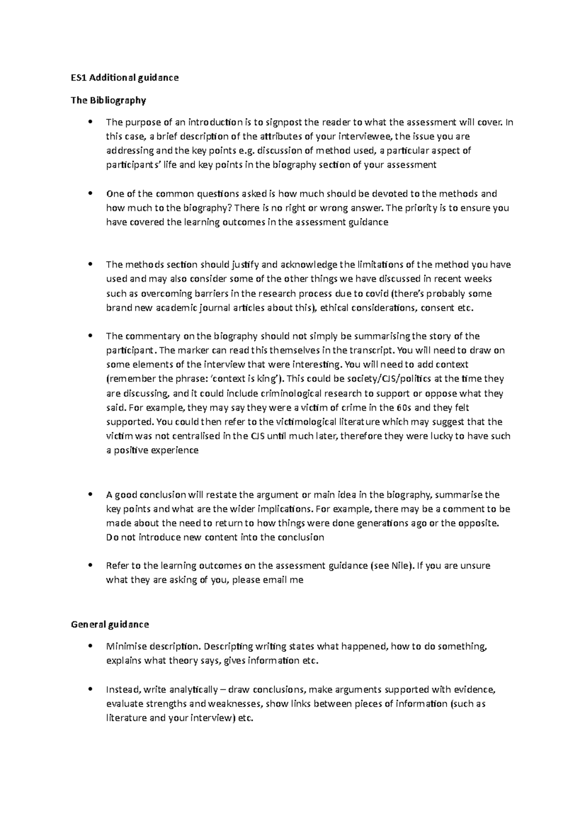ES1 Additional guidance - In this case, a brief description of the ...