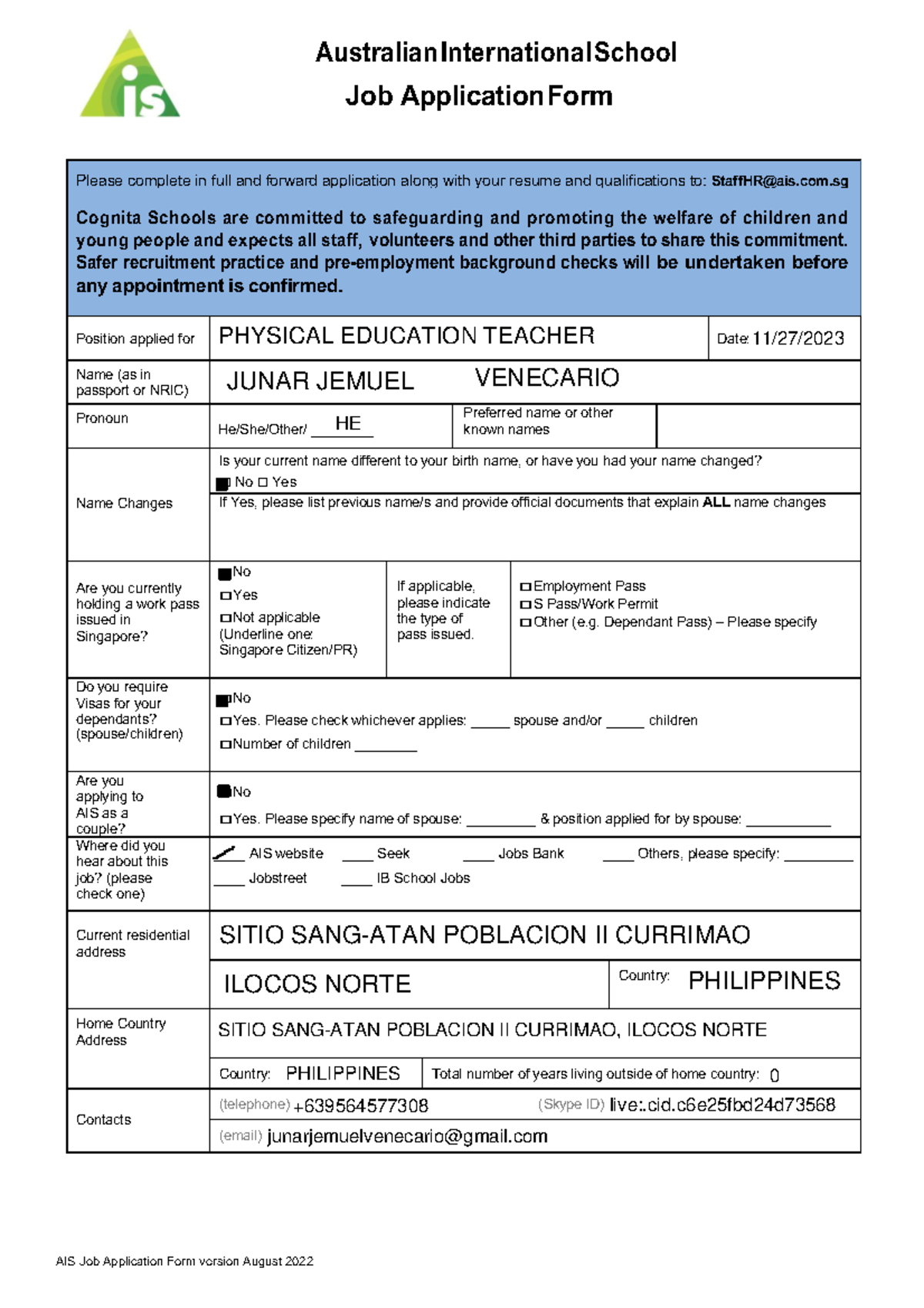 AIS-Job-Application-Form-2022 v2-1 - Job Application Form Please ...