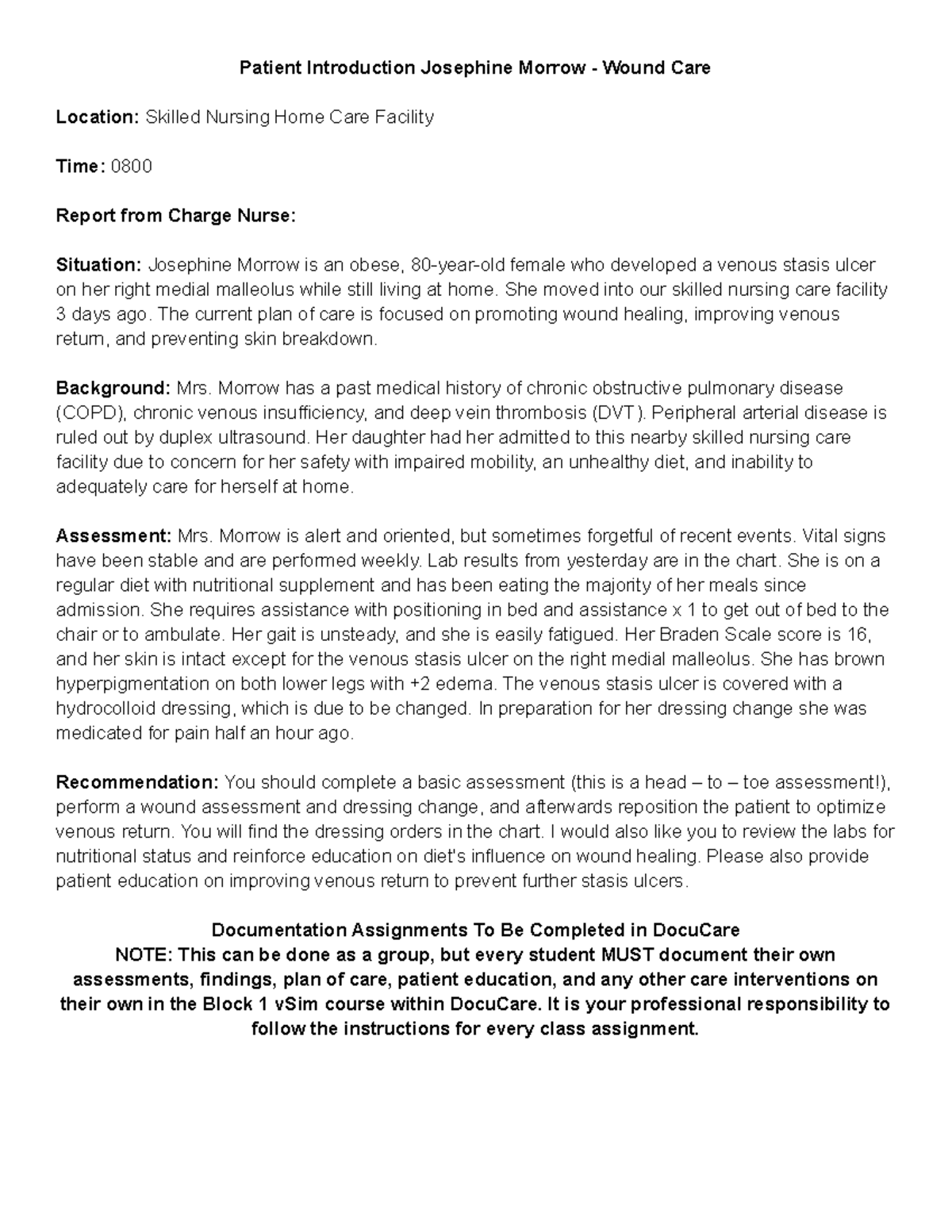 Abasse Josephine Morrow Vsim - Patient Introduction Josephine Morrow ...