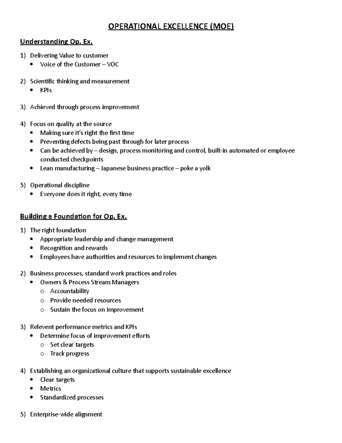 MOE - N/A - OPERATIONAL EXCELLENCE (MOE) Understanding Op. Ex. 1 ...