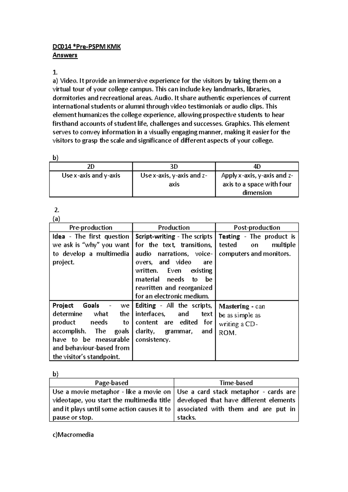 DC014 Prepspm KMK - fighting - DC014 *Pre-PSPM KMK Answers 1. a) Video ...