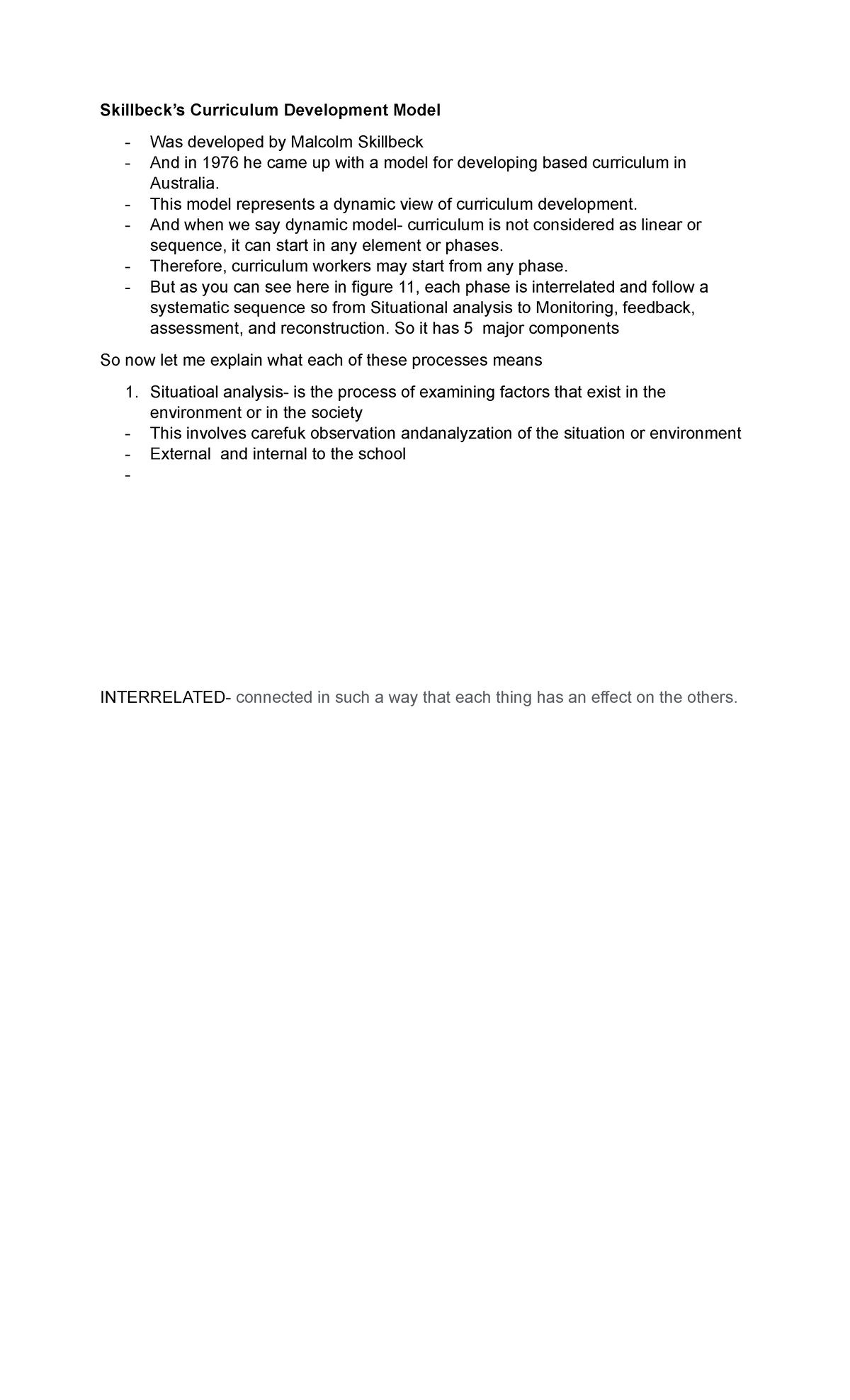 Report - jsjl haha hahaha - Skillbeck’s Curriculum Development Model ...