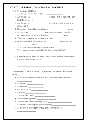 Chemical Reactions - Notes and acticities for grade 8 - CHEMICAL ...