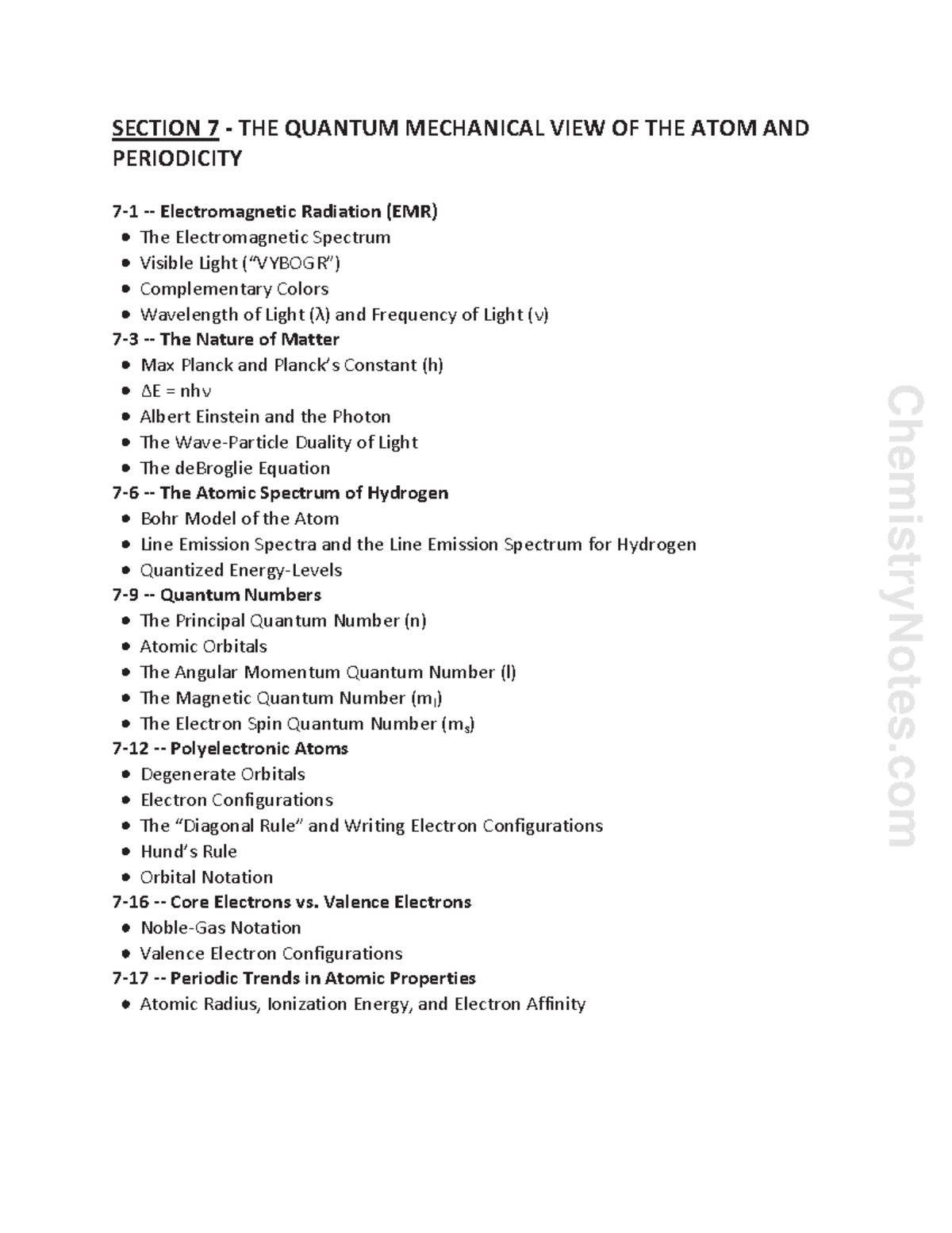 Section 7 quantum mechanical view of the atom and periodicity - SECTION ...
