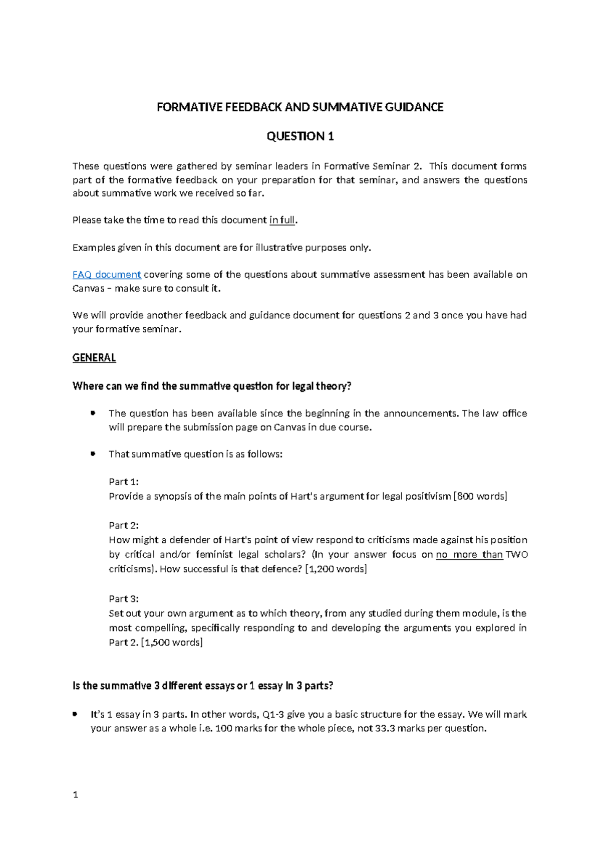 Formative feedback and summative guidance Q1 - FORMATIVE FEEDBACK AND ...