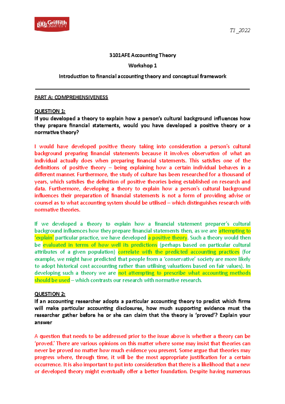 Workshop 1 - T1_ 3101AFE Accounting Theory Workshop 1 Introduction to ...