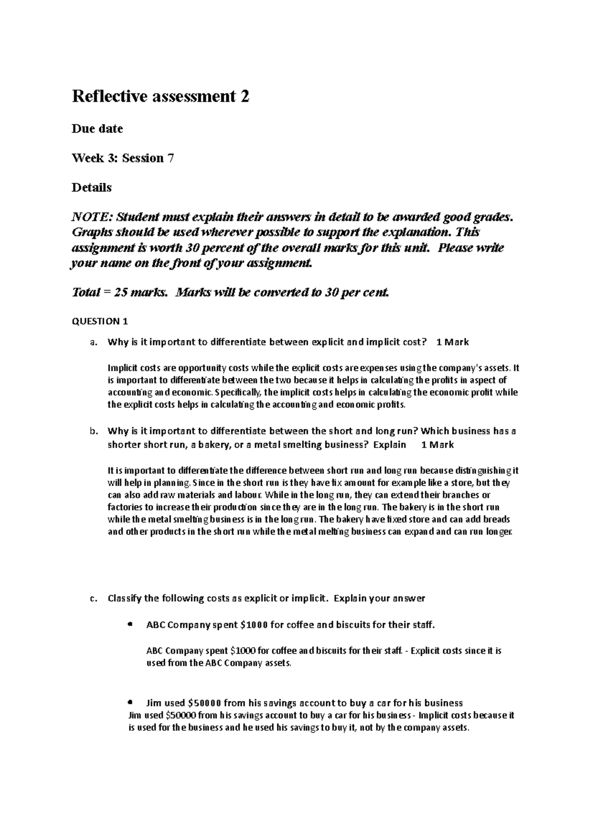 Reflective assessment 2 - Graphs should be used wherever possible to ...
