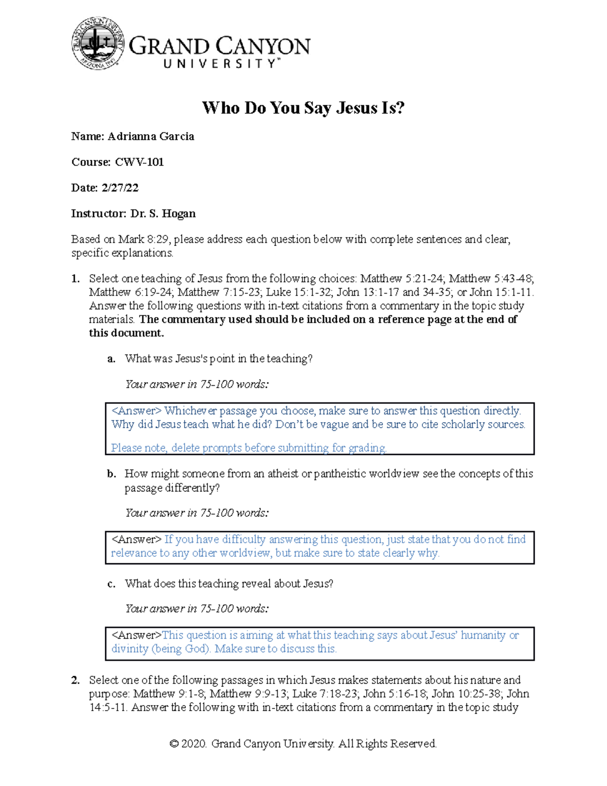 New Assignment Template-CWV-101-301-RS-T4Who Do You Say Jesus Is-Online ...