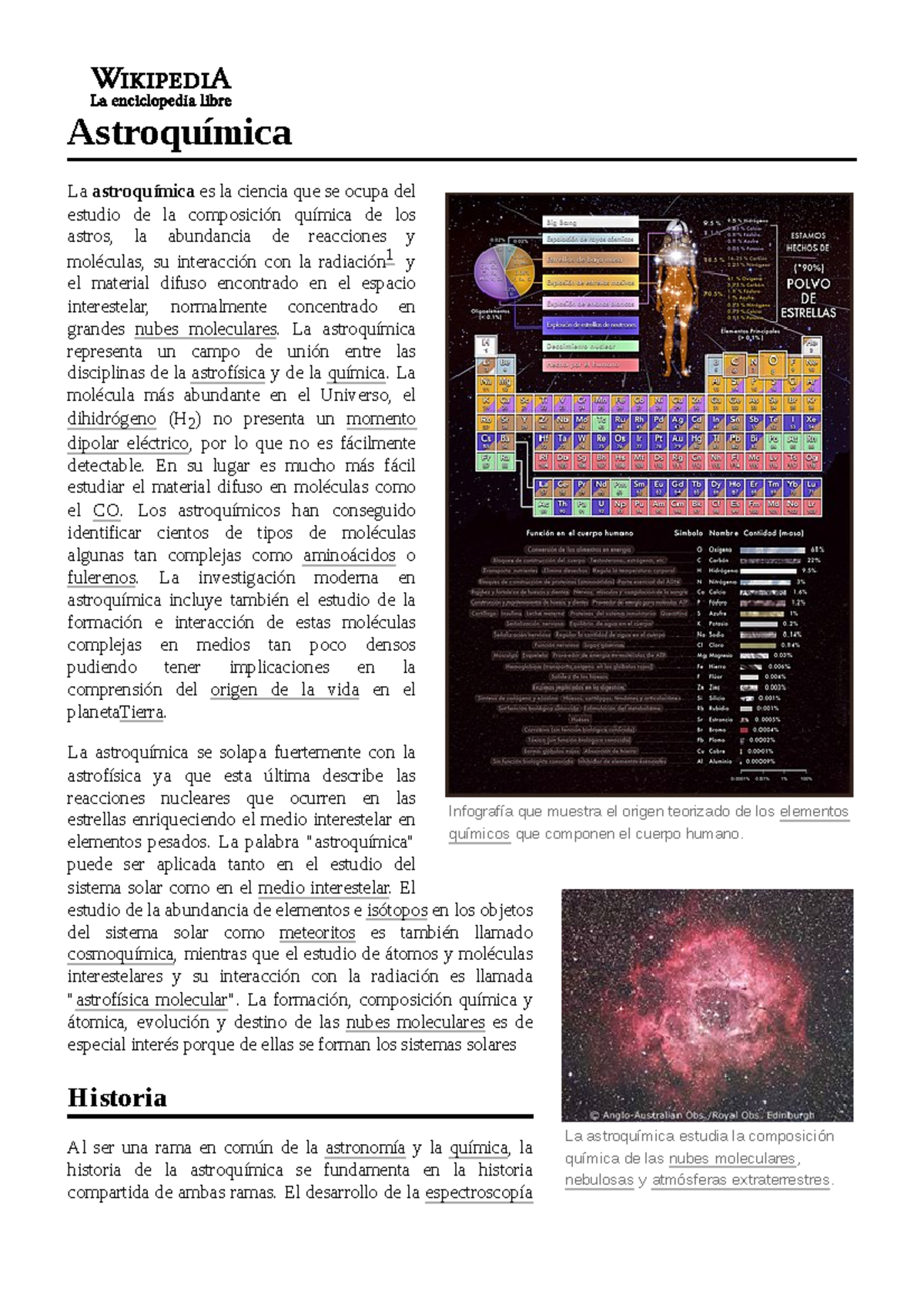 Astroquímica - astroquimica - Infografía que muestra el origen ...