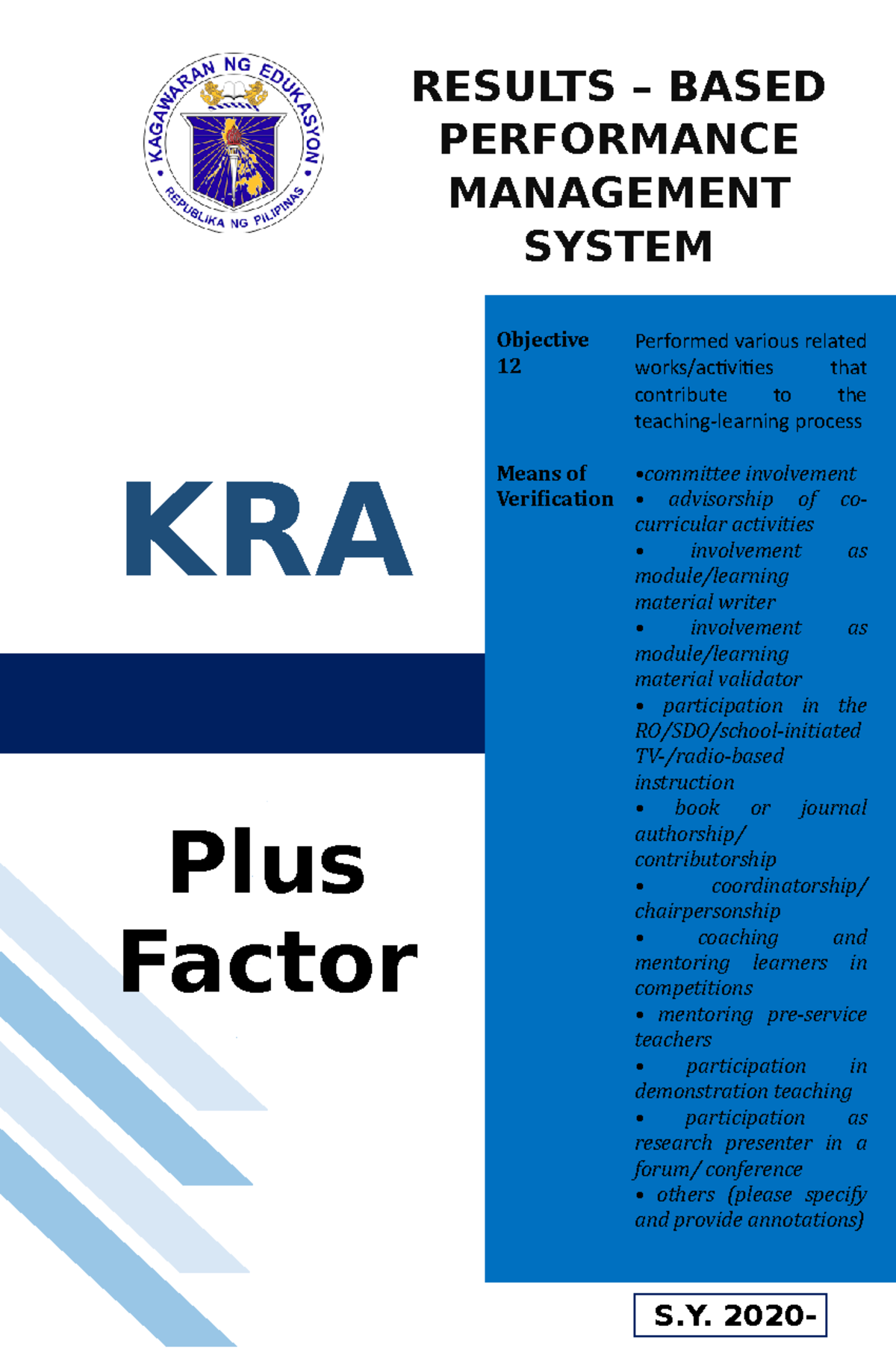RPMS Cover 1 - PERFORMANCE MANAGEMENT SYSTEM Objective 12 Performed ...