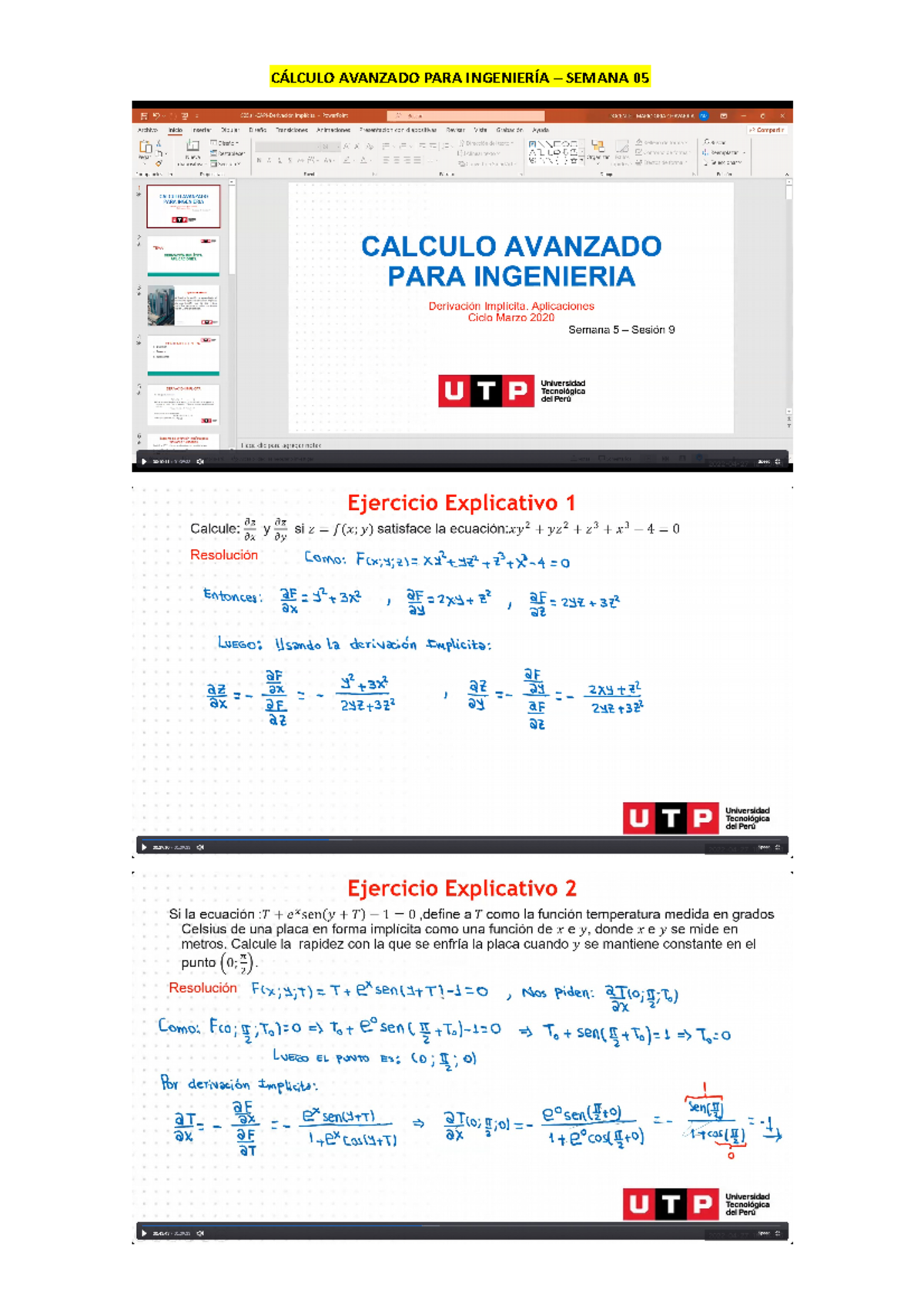 CAPI - Semana 05 - Resumen general de clase. - Calculo avanzado para ingenieria - CÁLCULO ...