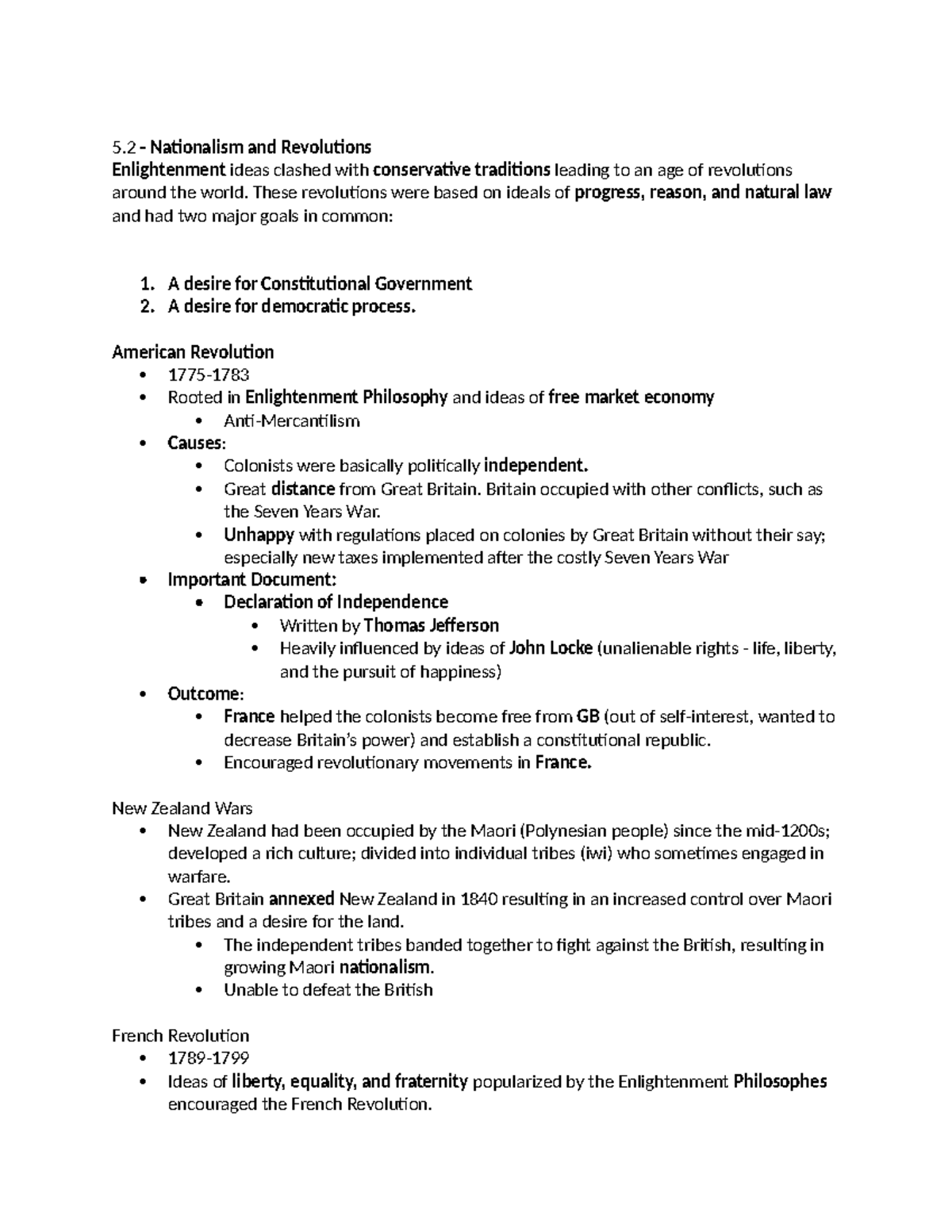 5.2 Notes on Revolutions - 5 - Nationalism and Revolutions ...