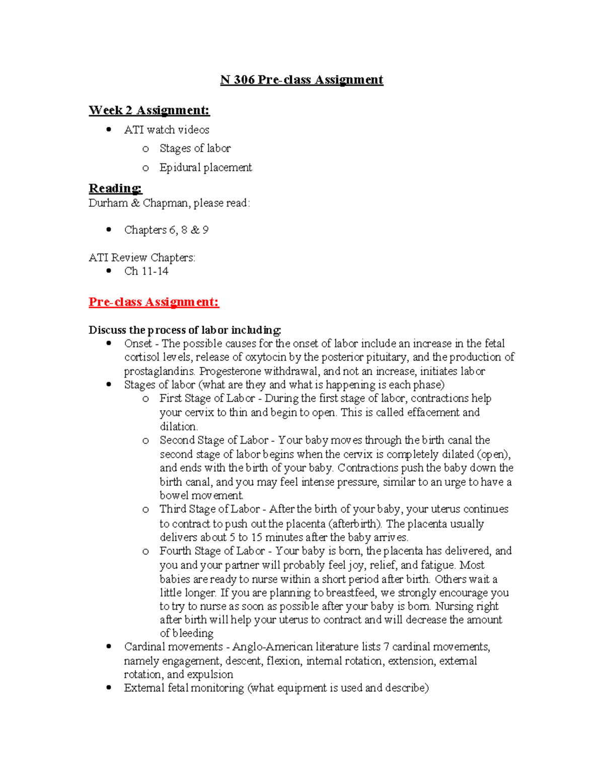 N306 week 2 PCA-1 - N 306 Pre-class Assignment Week 2 Assignment: · ATI ...