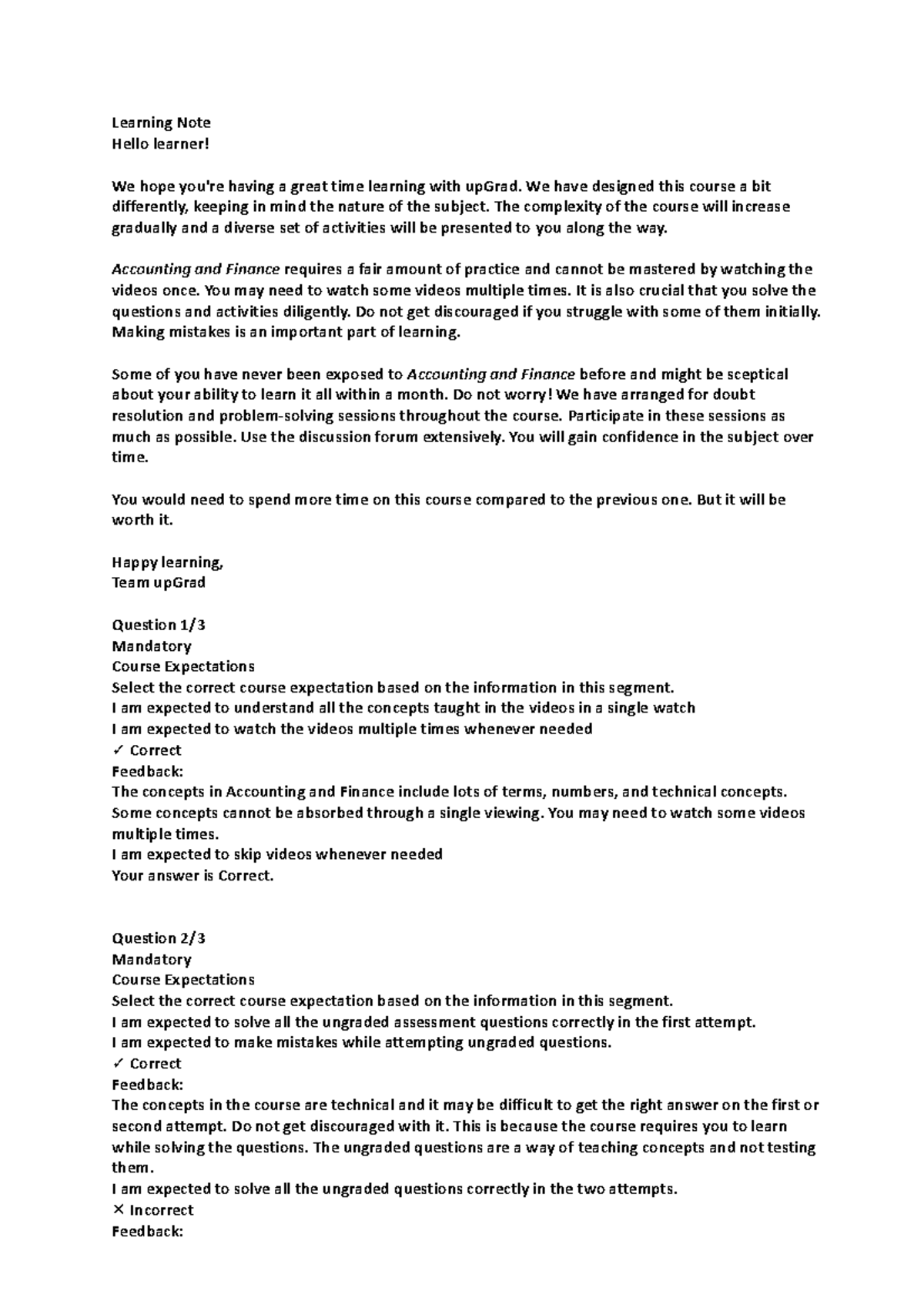 Notes with question answers - ####### Learning Note ####### Hello ...