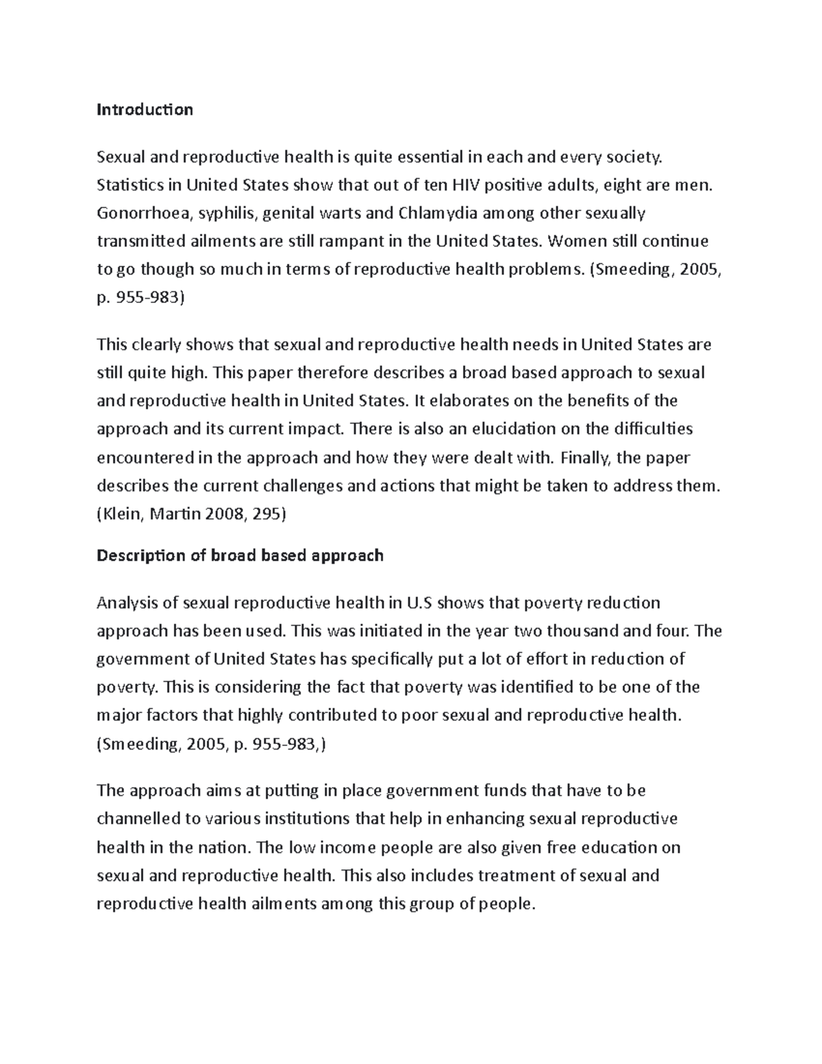 Sexual and Reproductive Health Problem Solution essay - Introduction ...