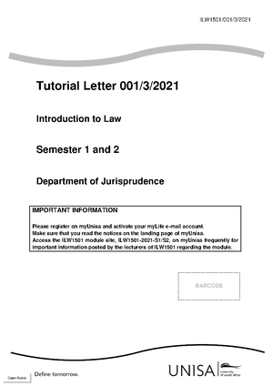 ILW1501 Tutorial Letter - ILW1501/101/3/ Tutorial Letter 101/3 ...