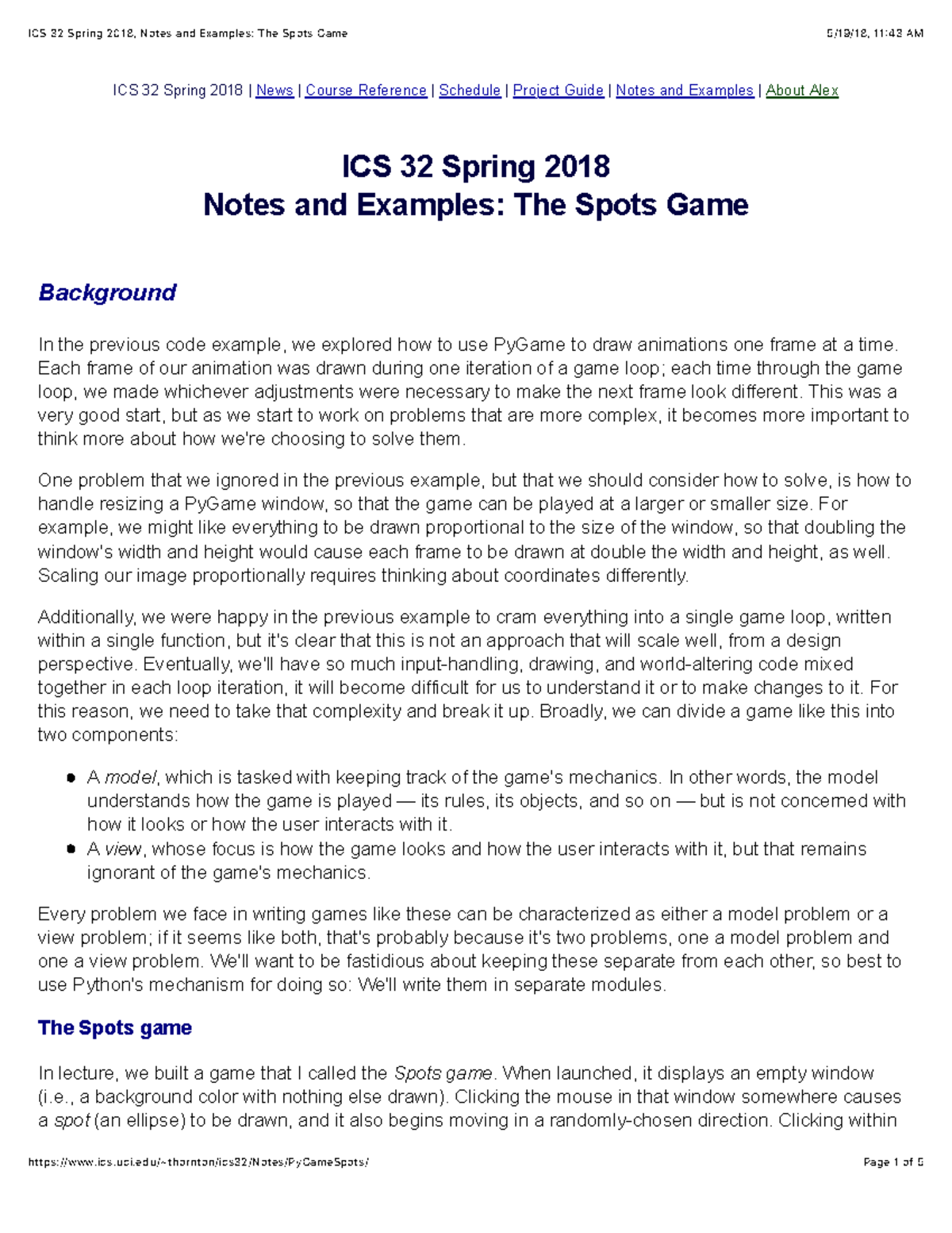ICS 32 Spring 2018 , Notes and Examples: The Spots Game - ICS 32 Spring ...